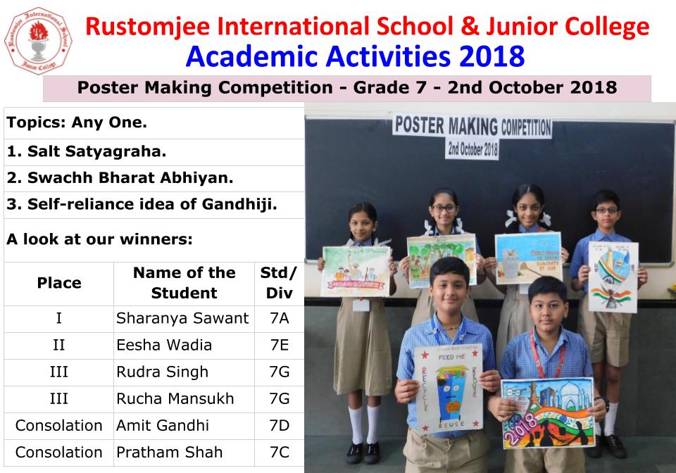 RIS Diaries: Poster Making Competition - Grade 7 - 2nd October 2018