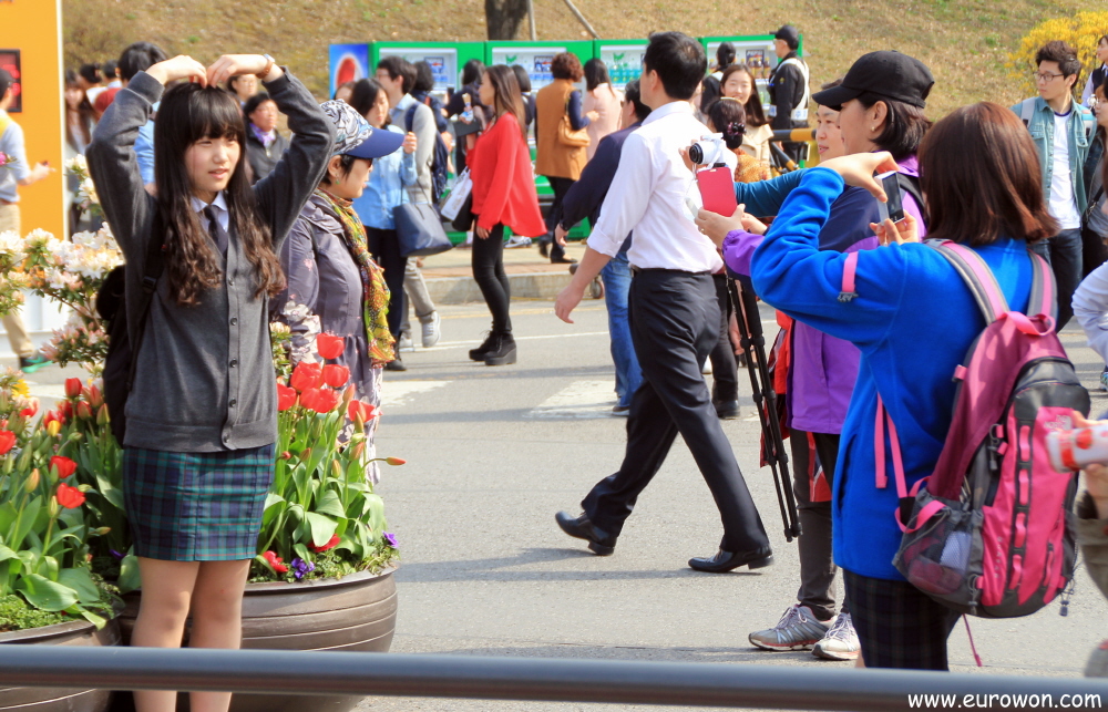 Gente fotografiando a gente, bajo las flores de cerezo [Eurowon]
