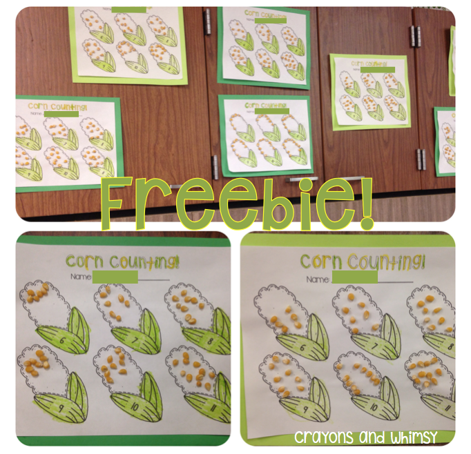 Corn Counting Freebie - Crayons and Whimsy