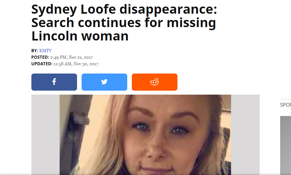The Mindless Freaks: Missing Lincoln Woman Sidney Loofe