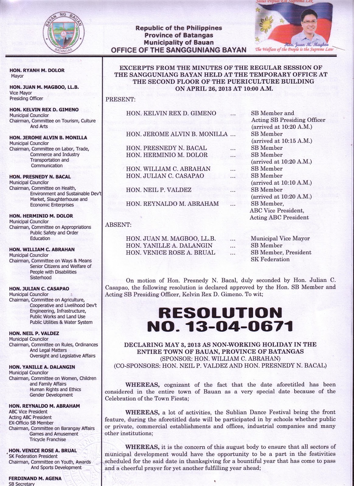 Sangguniang Bayan ng Bauan