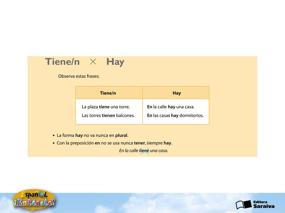 ESPANHOL: Tiene(n) X Hay