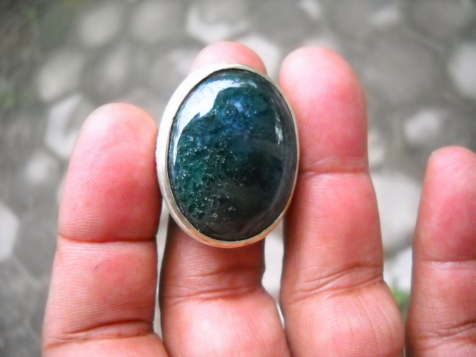 Jenis Batu Akik, Batu Cincin, Batu Mulia: (BdrL11) badar lumut jumbo