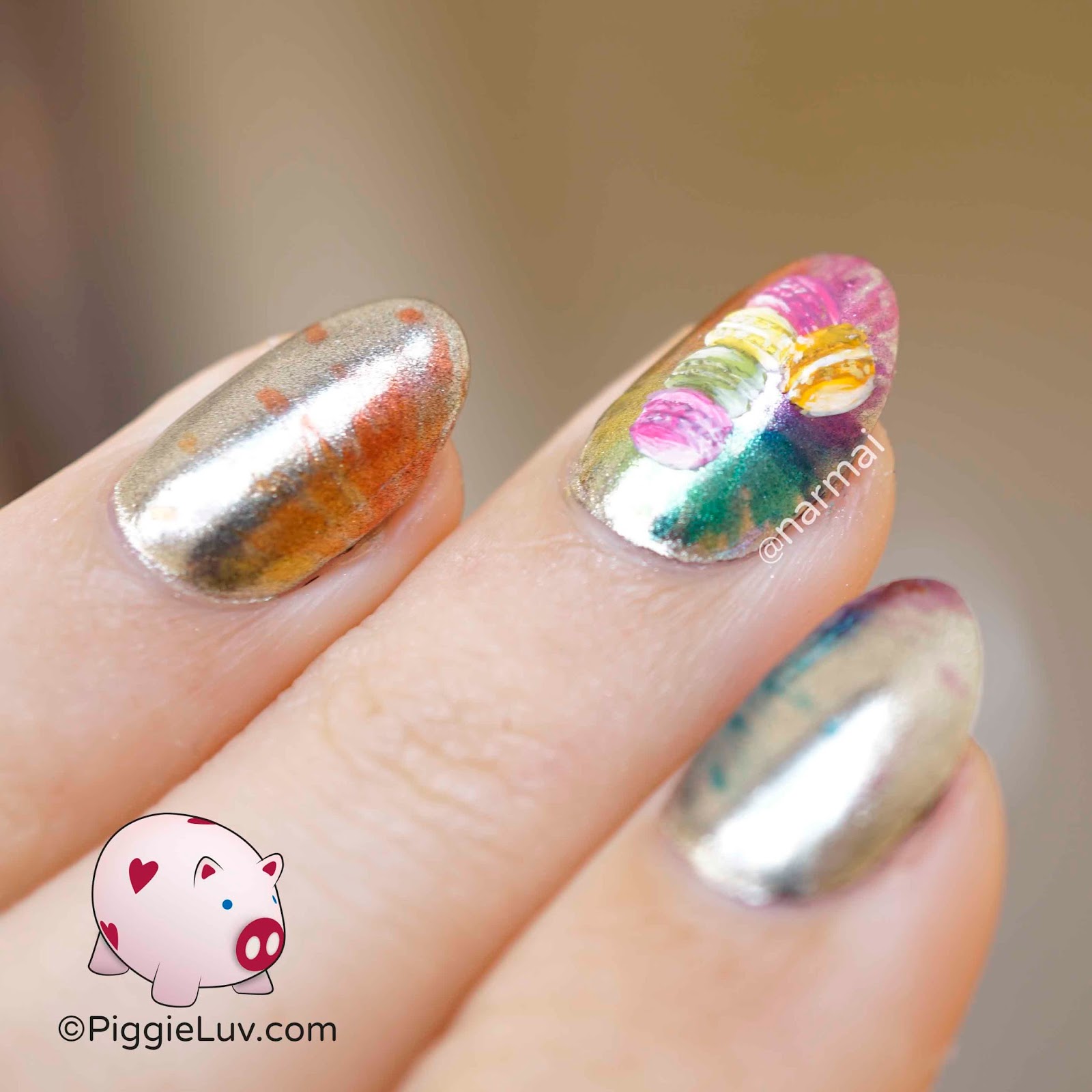 PiggieLuv: Rainbow macarons nail art