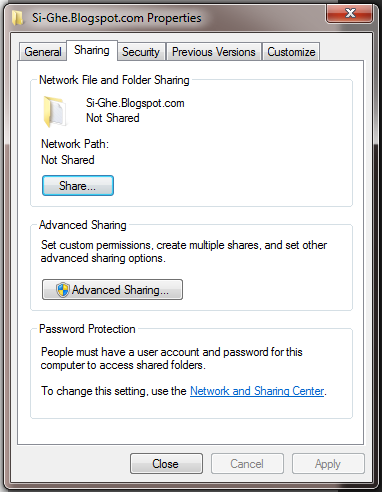 Cara Sharing Folder di Windows 7 dan XP | Si Ghe
