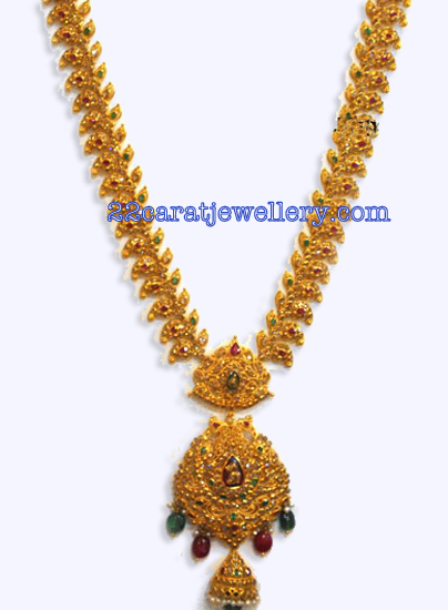 Uncut Diamond Long Chain and Necklace Set with Rubys Designs ...