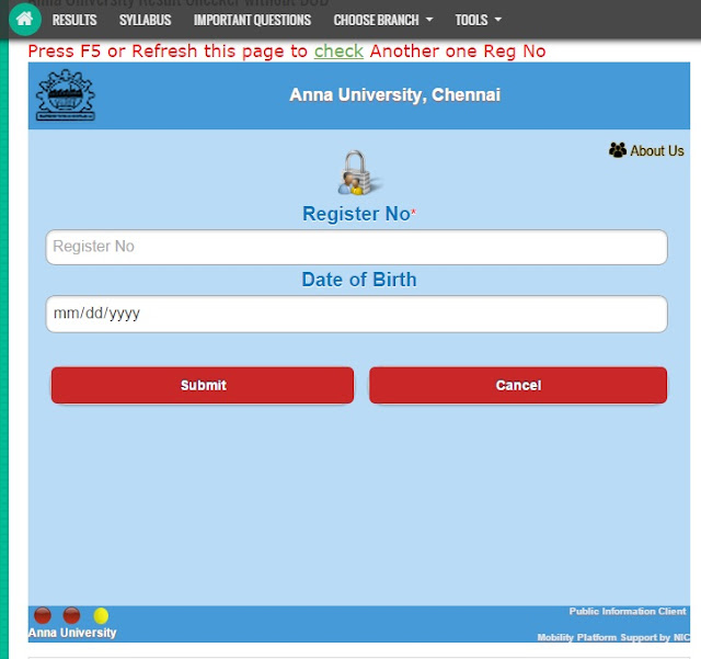 Check Anna University May/June 2015 Exam Results without DOB