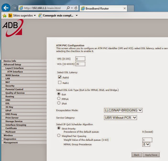 Pantallazos.es: Router Home Station ADB P.DG-A4001N1 movistar ...