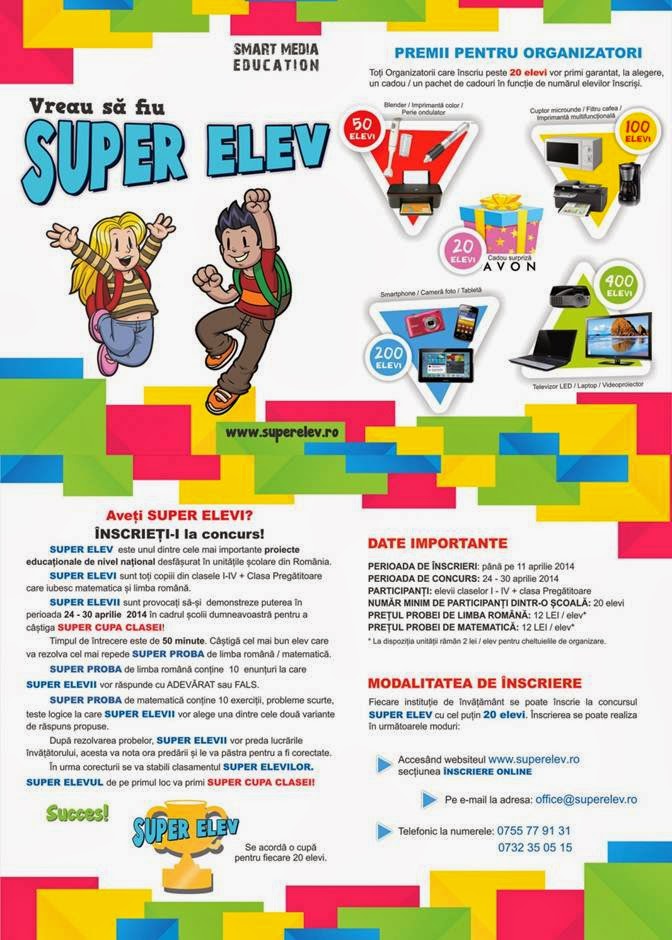 Moara lui Gelu: Invitaţie înscriere la Concursul "Vreau să fiu SUPER ELEV!"