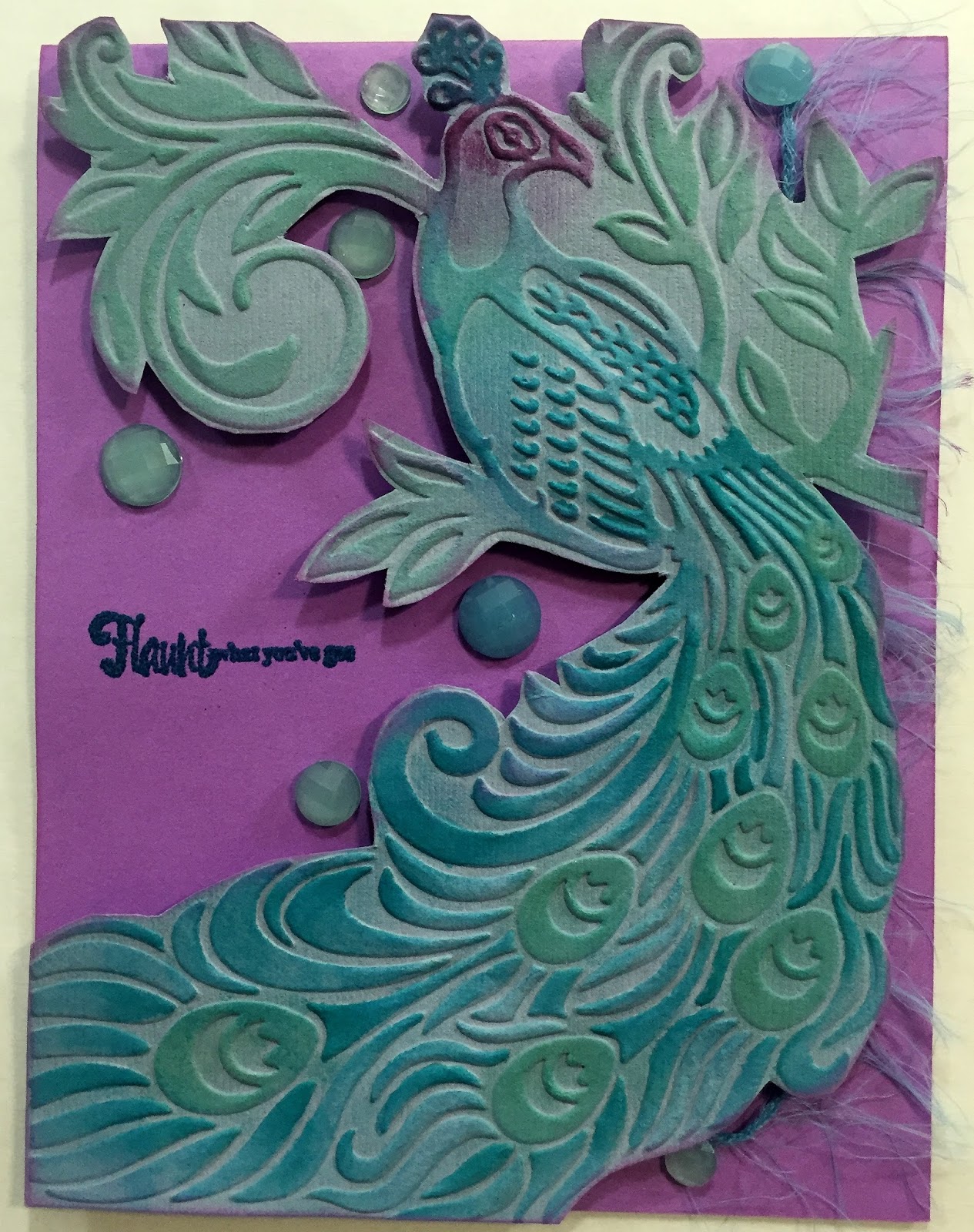 Golden Goddess Designs Peacock Embossing Folder Card