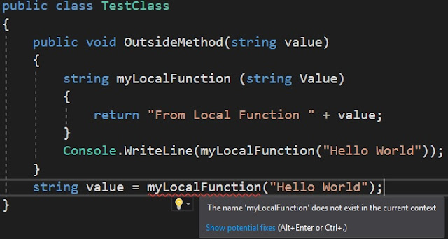 Lets talk about Local Functions in C# 7 - Coding Defined