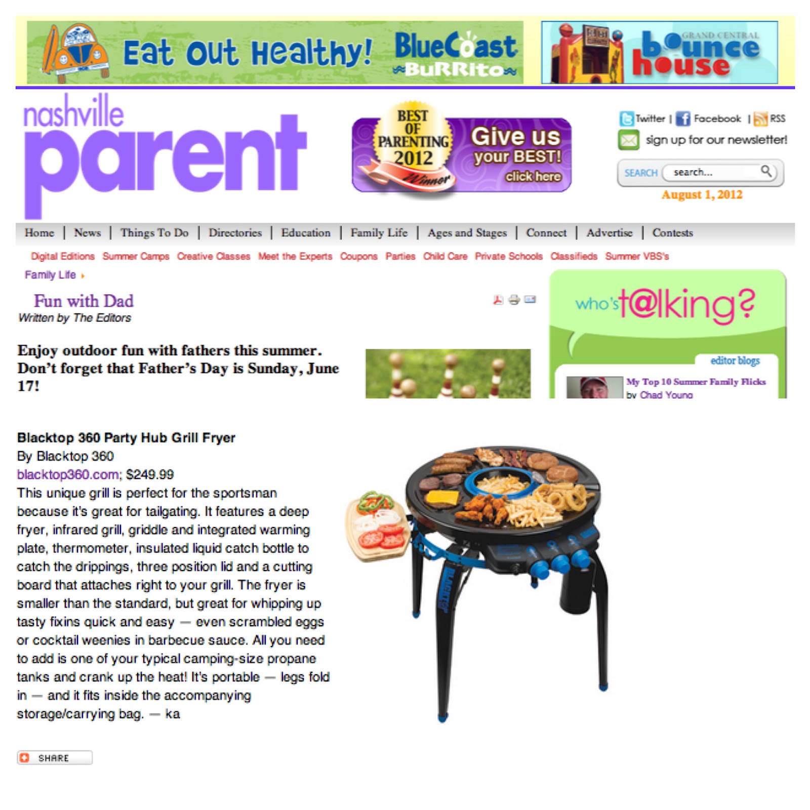 TO You: Blacktop 360 Party Hub Grill-Fryer featured in Nashville Parent