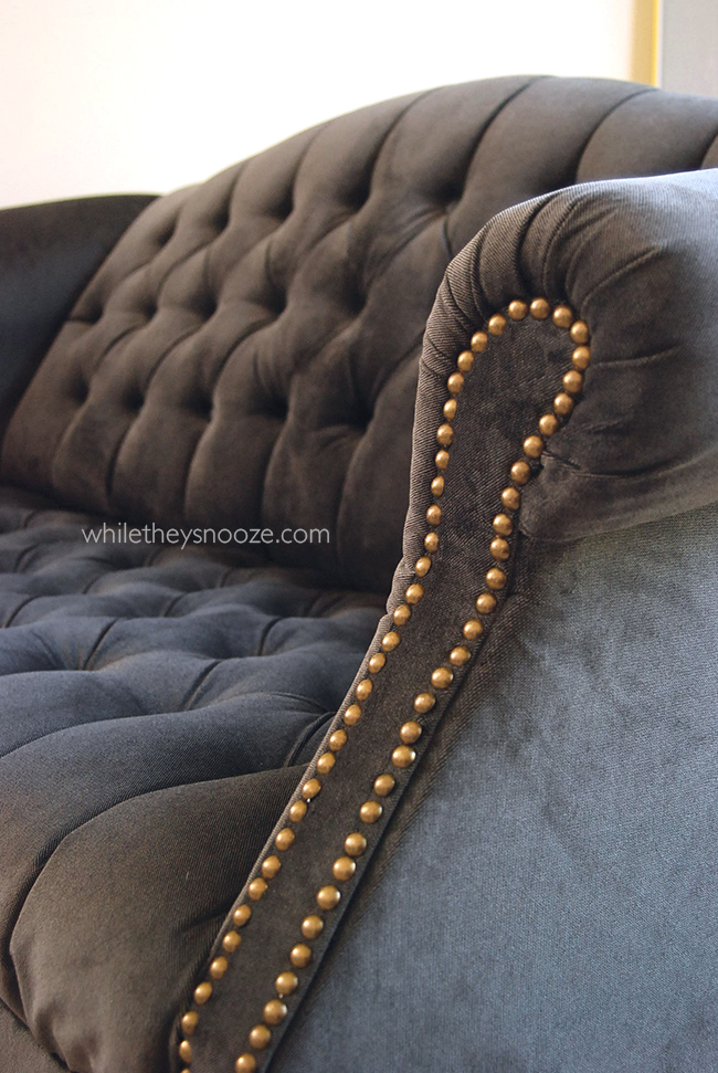 While They Snooze: How to Reupholster a Tufted Couch