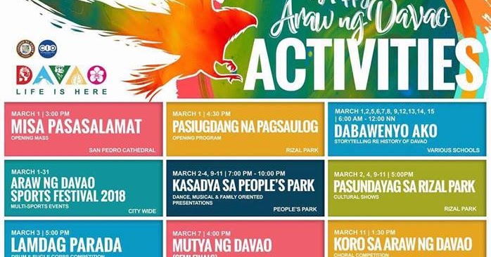 81st Araw Ng Dabaw Schedule of Activities - Davao Tripper