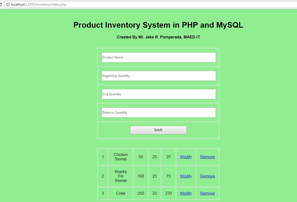 Free Programming Source Codes And Computer Programming Tutorials Product Inventory System In
