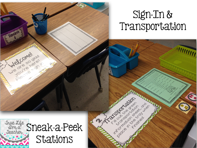 The Primary Peach: Back to School: Organizing Sneak-a-Peek with Stations