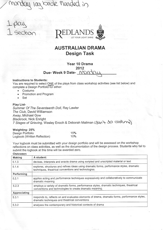 drama log book