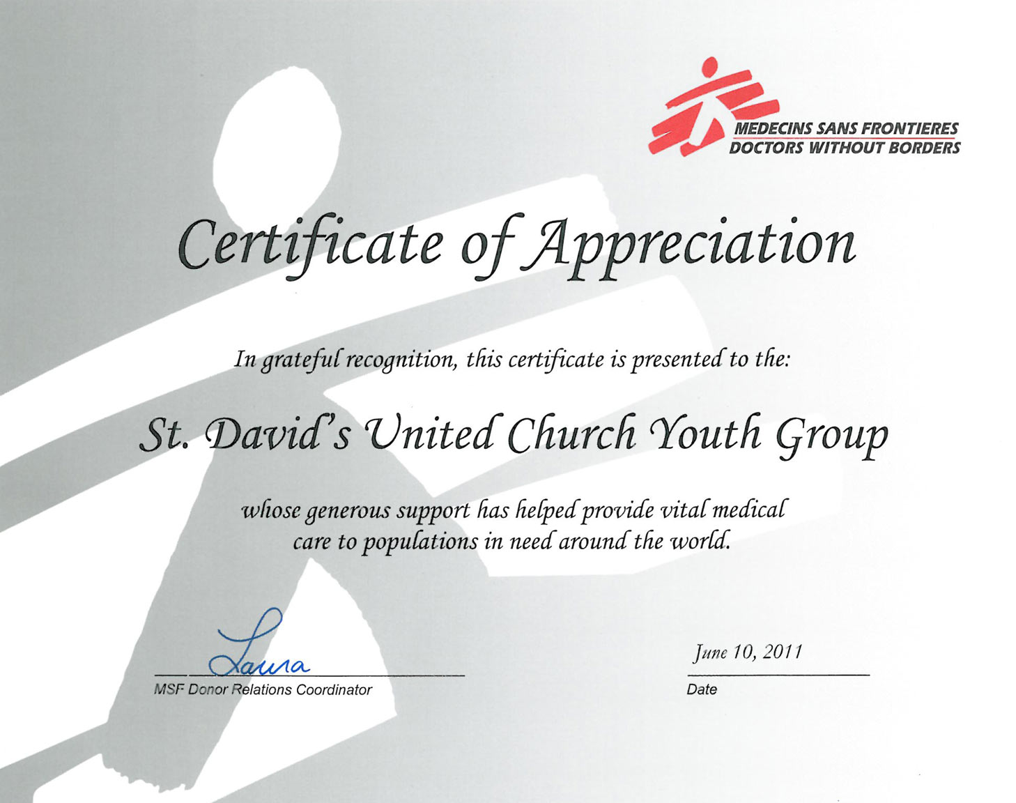 SDUC Youth Blog: A Thank You from MSF