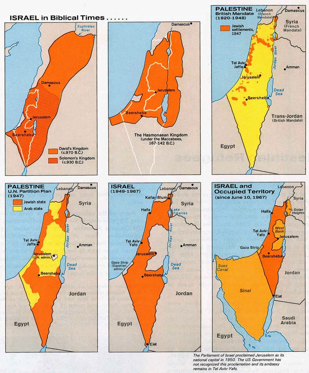 ISRAEL. Ayer y hoy.: MAPA: Israel desde tiempos bíblicos hasta 1967.