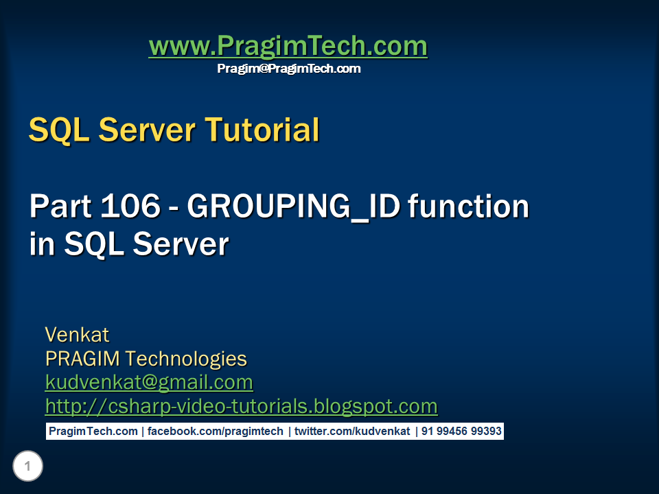 Sql Server Net And C Video Tutorial Groupingid Function In Sql Server