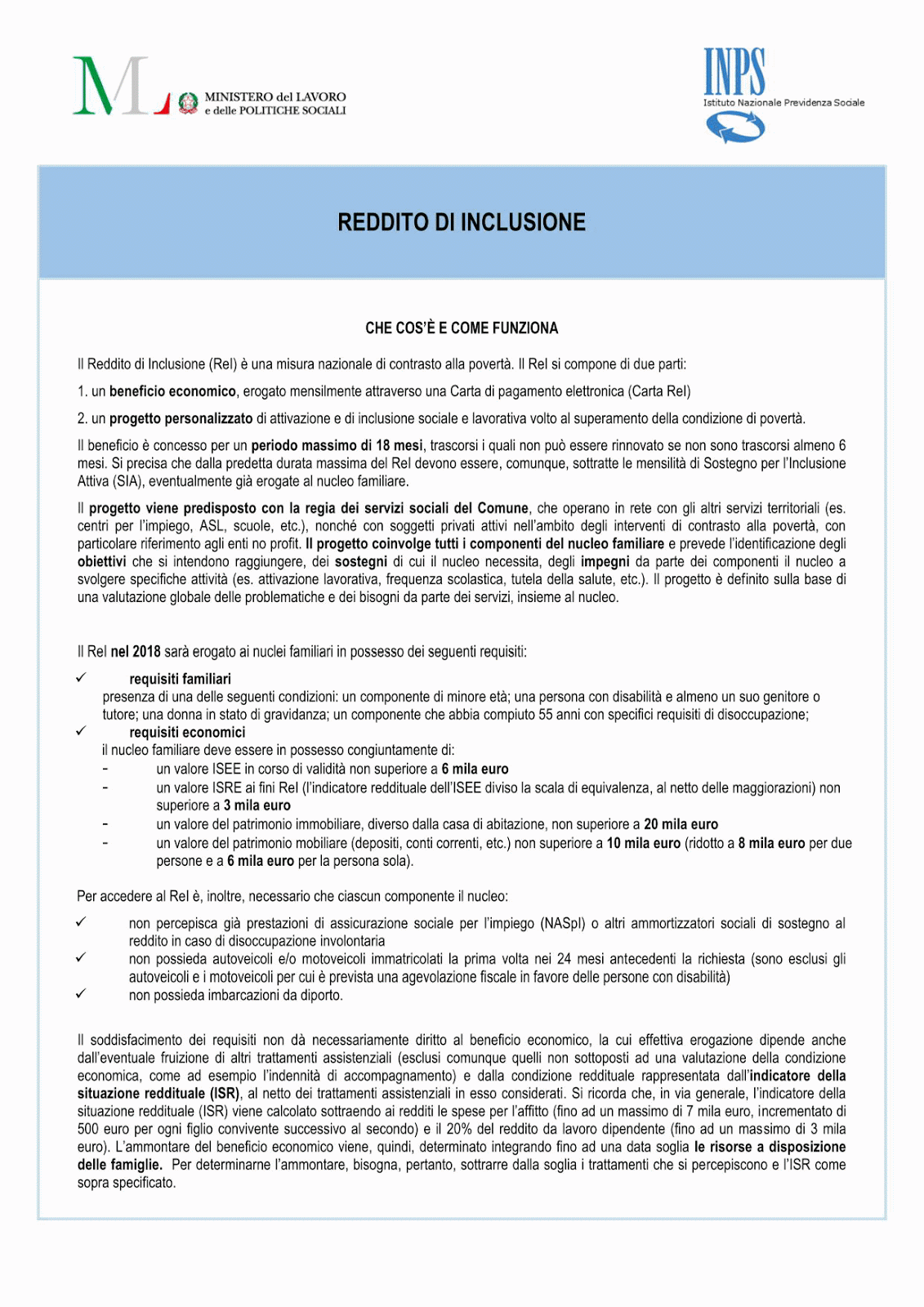 miketorazza: REDDITO INCLUSIONE ( REI ) LA CIRCOLARE INPS , ED IL ...