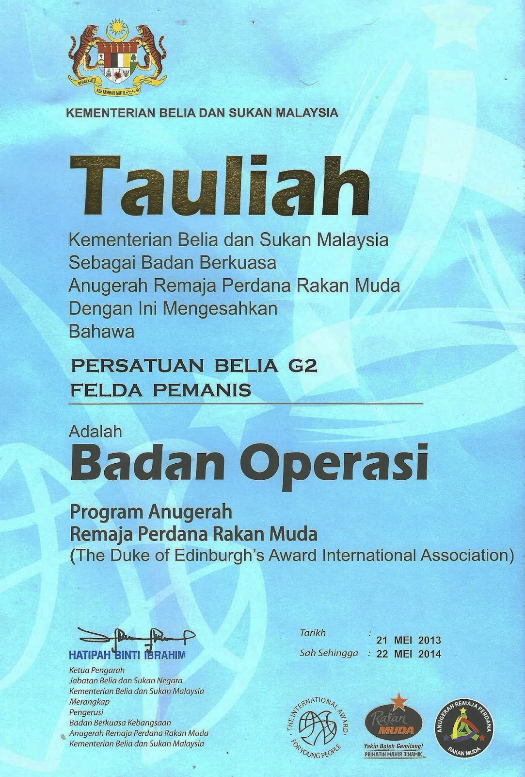 Persatuan Belia G2 Felda Pemanis: Detik Penting
