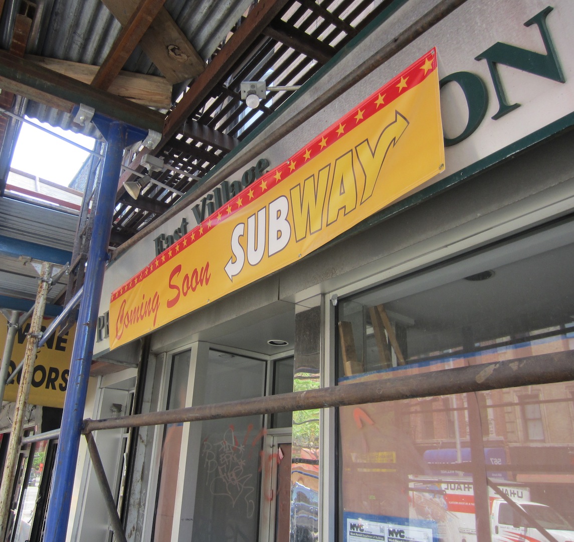 EV Grieve: Spotted on Avenue B: Subway Sandwich signage
