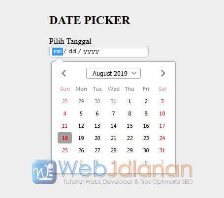 Membuat Date Picker dengan CSS - WebJalanan