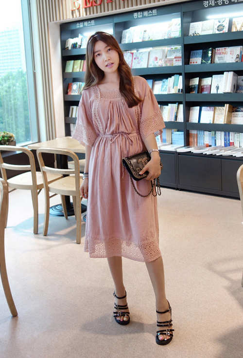 [Miamasvin] Drawstring Waist Lace Trim Dress | KSTYLICK - Latest Korean ...