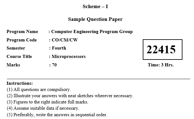 22415 -sample-question-paper- Microprocessor I Scheme 4th Semester Computer