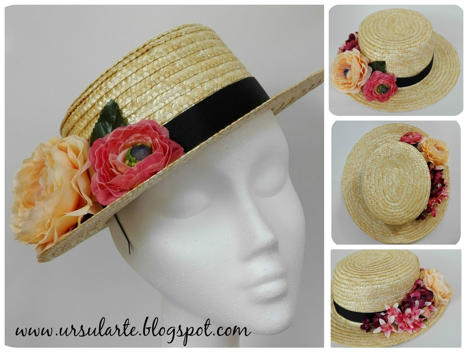 Ursularte: Sombrero canotier copa alta