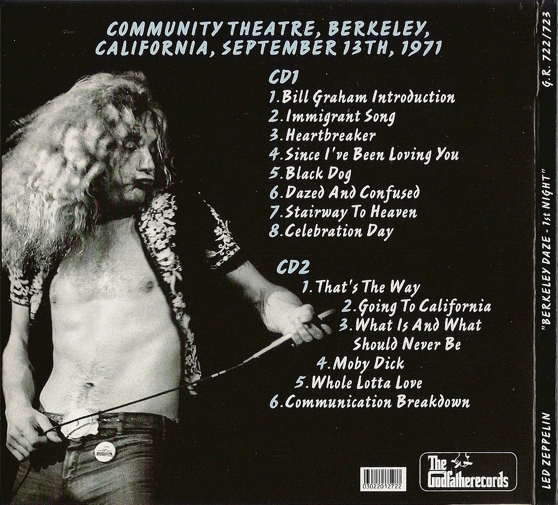 Led Zeppelin Bootlegs: Led Zeppelin - Berkeley Daze 1st Night (1971-09 ...