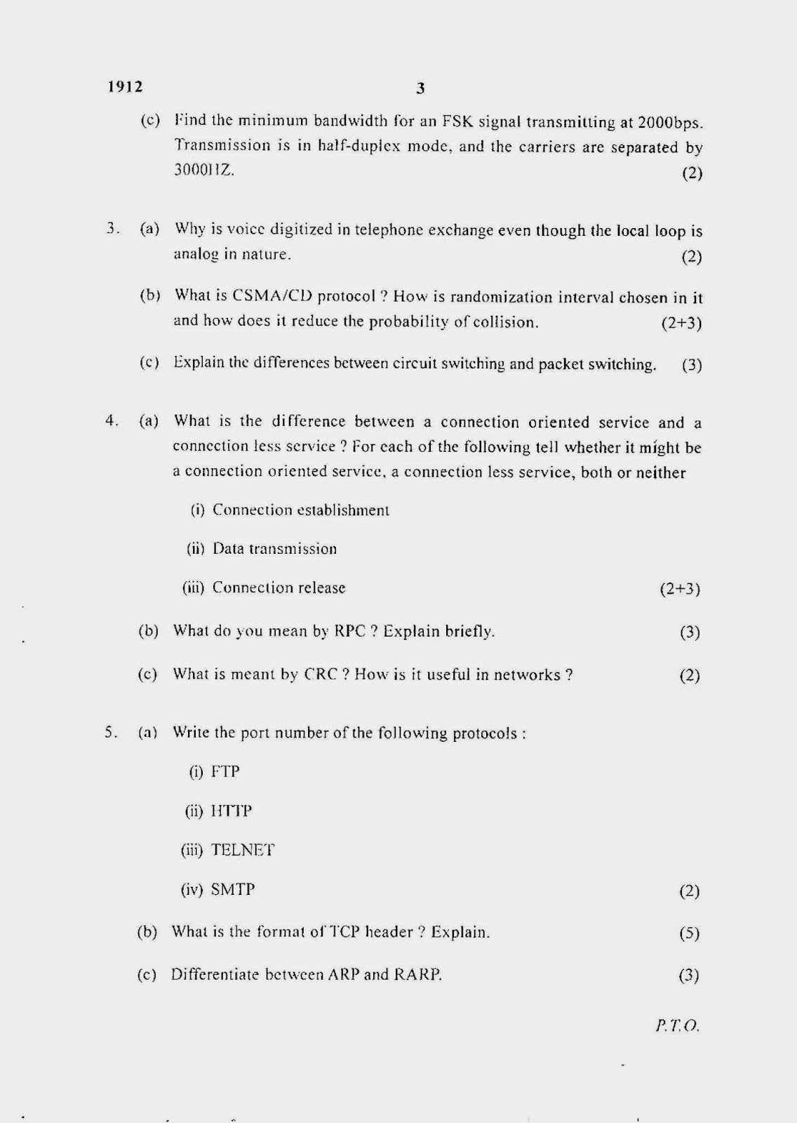 DU CS Lectures: Data Communications and Computer Networks Question Paper