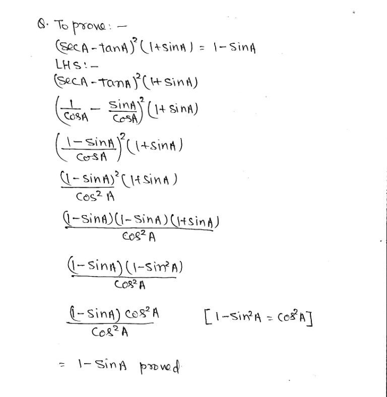 Important Questions Trigonometry CLASS X CBSE CCE