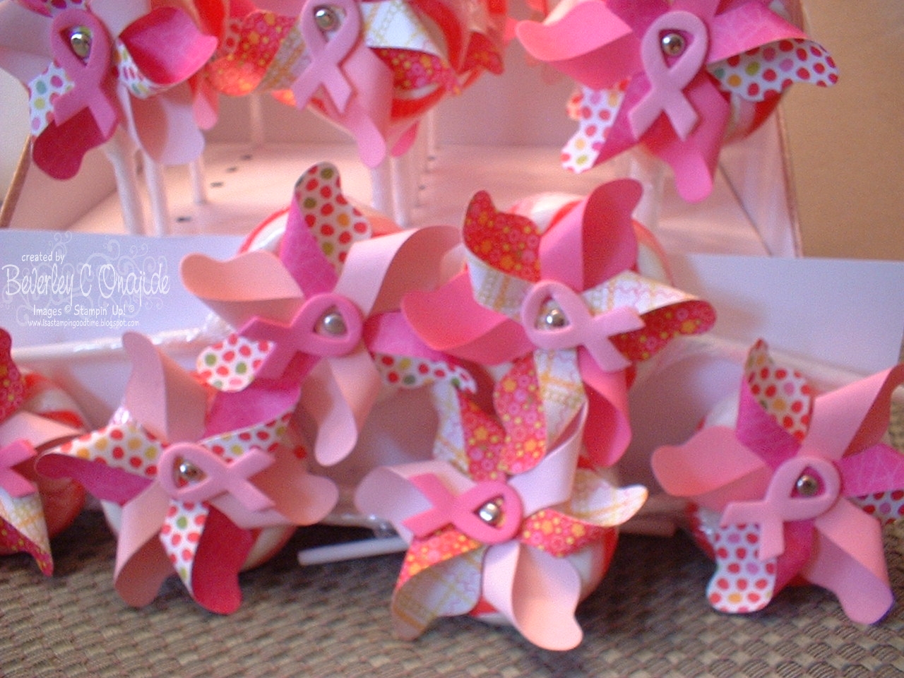 ...Is A Stampin' Good Time: Breast Cancer Awareness Lollipop Pinwheels