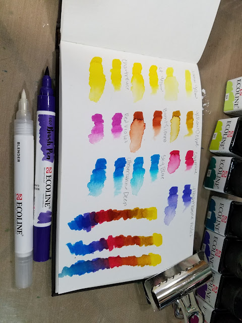 Ecoline Markers and Liquid Watercolors- Review and Tutorial
