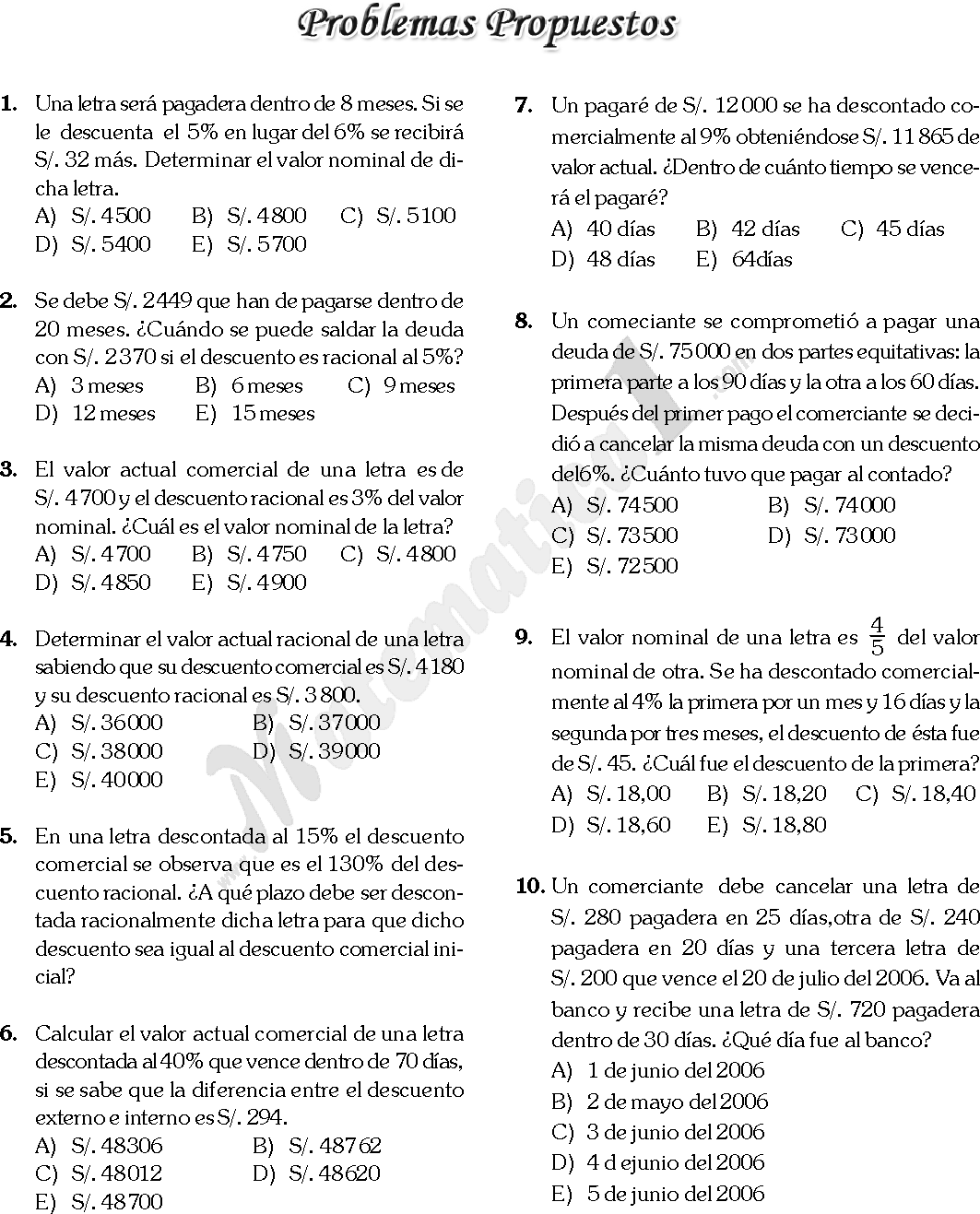 REGLA DE DESCUENTO COMERCIAL EJERCICIOS RESUELTOS PDF