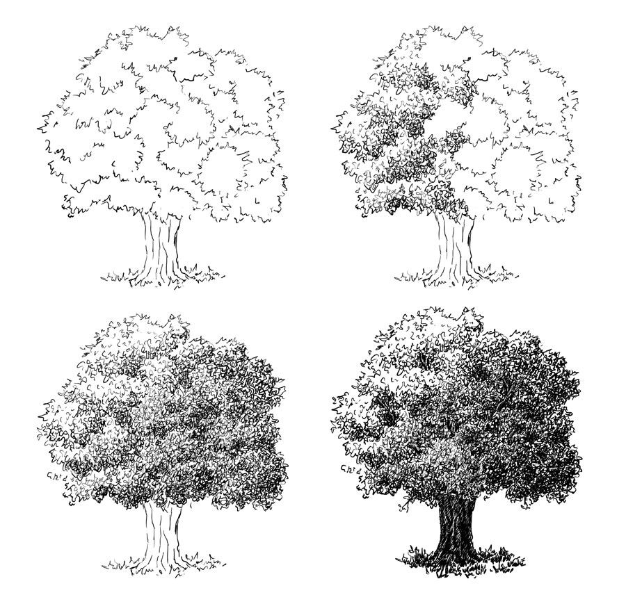 sbwatercolors and sketching: Practice with Trees - Different Methods of ...