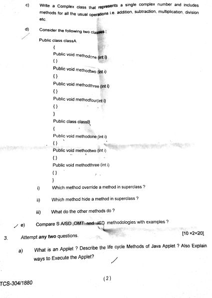 Object Oriented Programming 2017 18 Btech Odd Seemester 3 Examination Paper Utu Papers