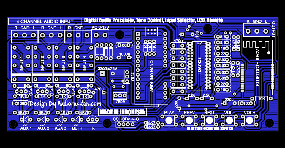 DSP + 4 Channel Digital Input Selector + Bluetooth Audio Receiver + IR ...