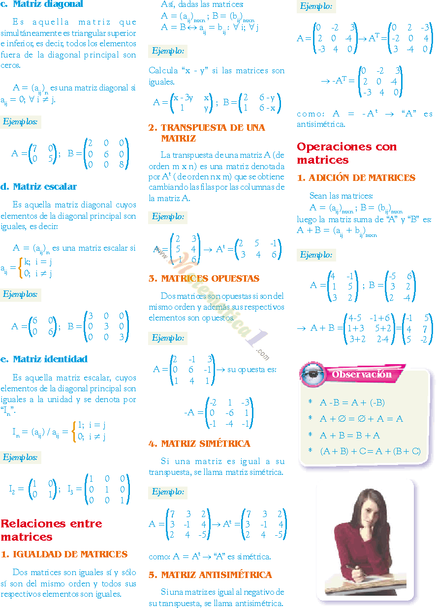 MATRICES EJERCICIOS RESUELTOS Y PARA RESOLVER PDF