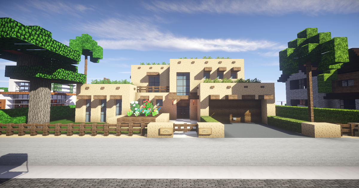 Plan maison pueblo de style nouveau mexique | Minecraft-Constructor