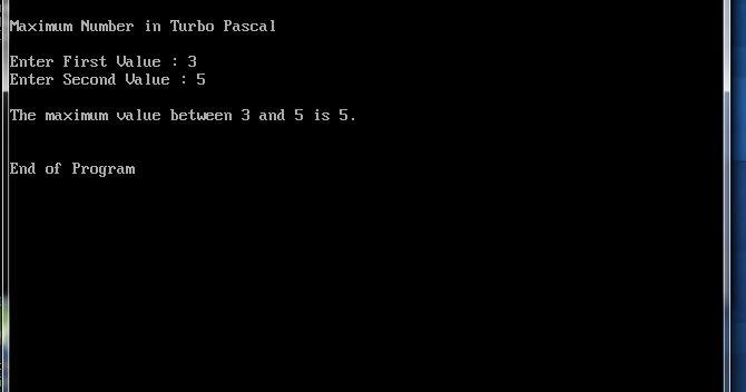 Free Programming Source Codes And Computer Programming Tutorials Maximum Number In Turbo Pascal