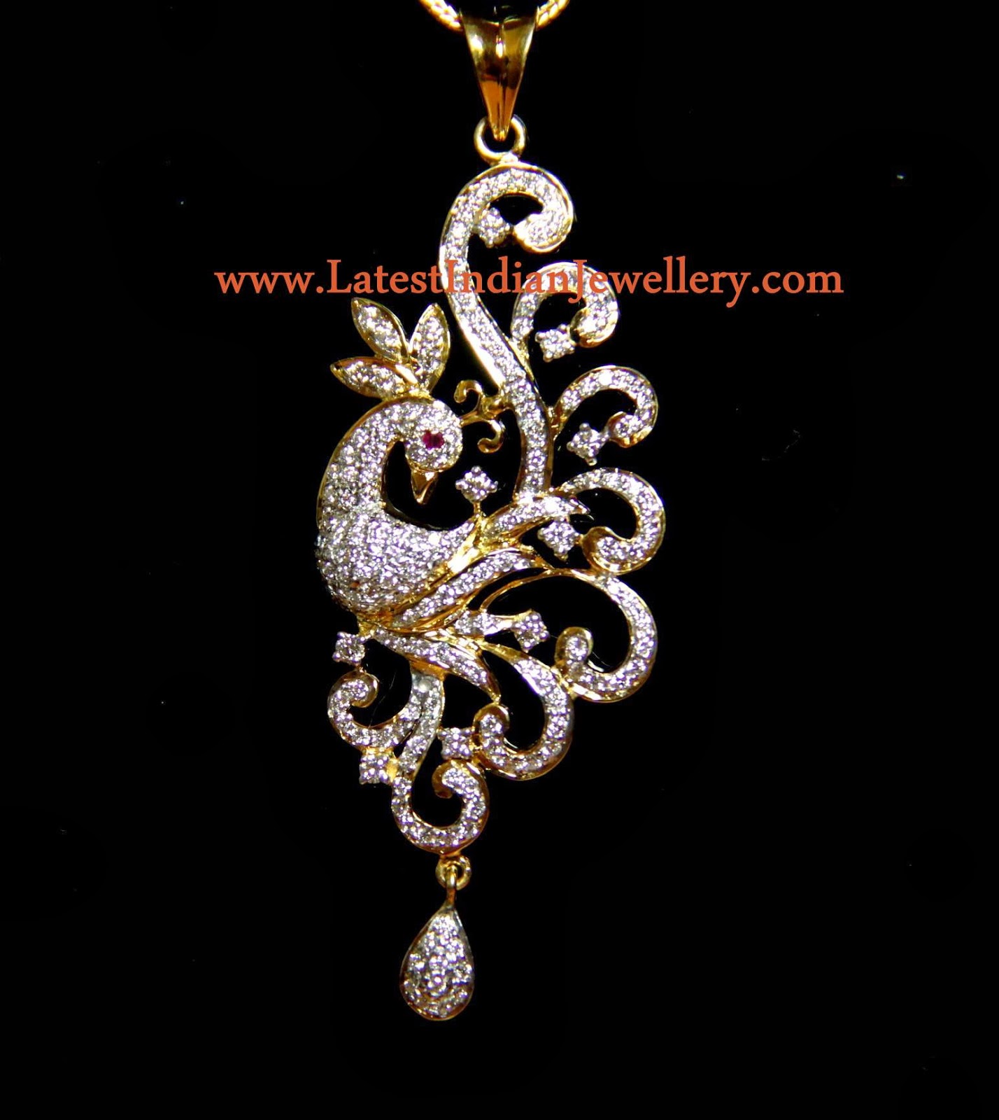 Diamond Peacock Pendant - Latest Indian Jewellery Designs