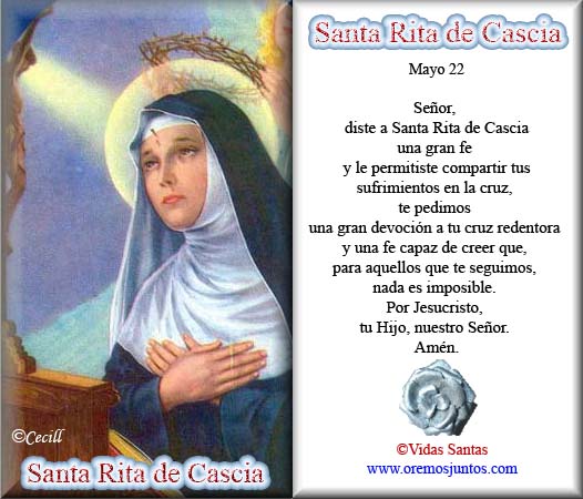 Vidas Santas: Estampita Oración a Santa Rita de Casia