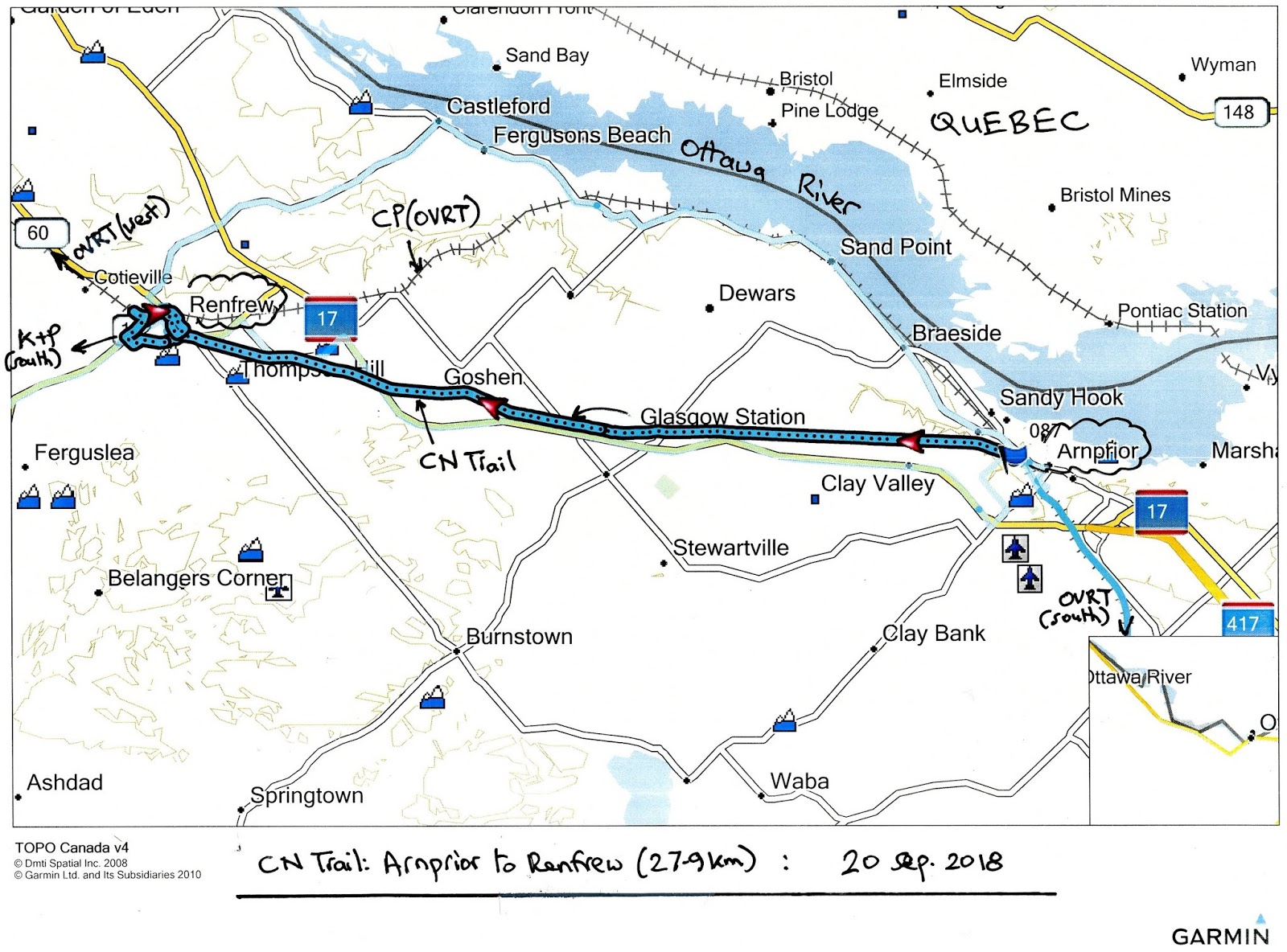 The Passionate Hiker: Arnprior to Renfrew: the CN Trail option