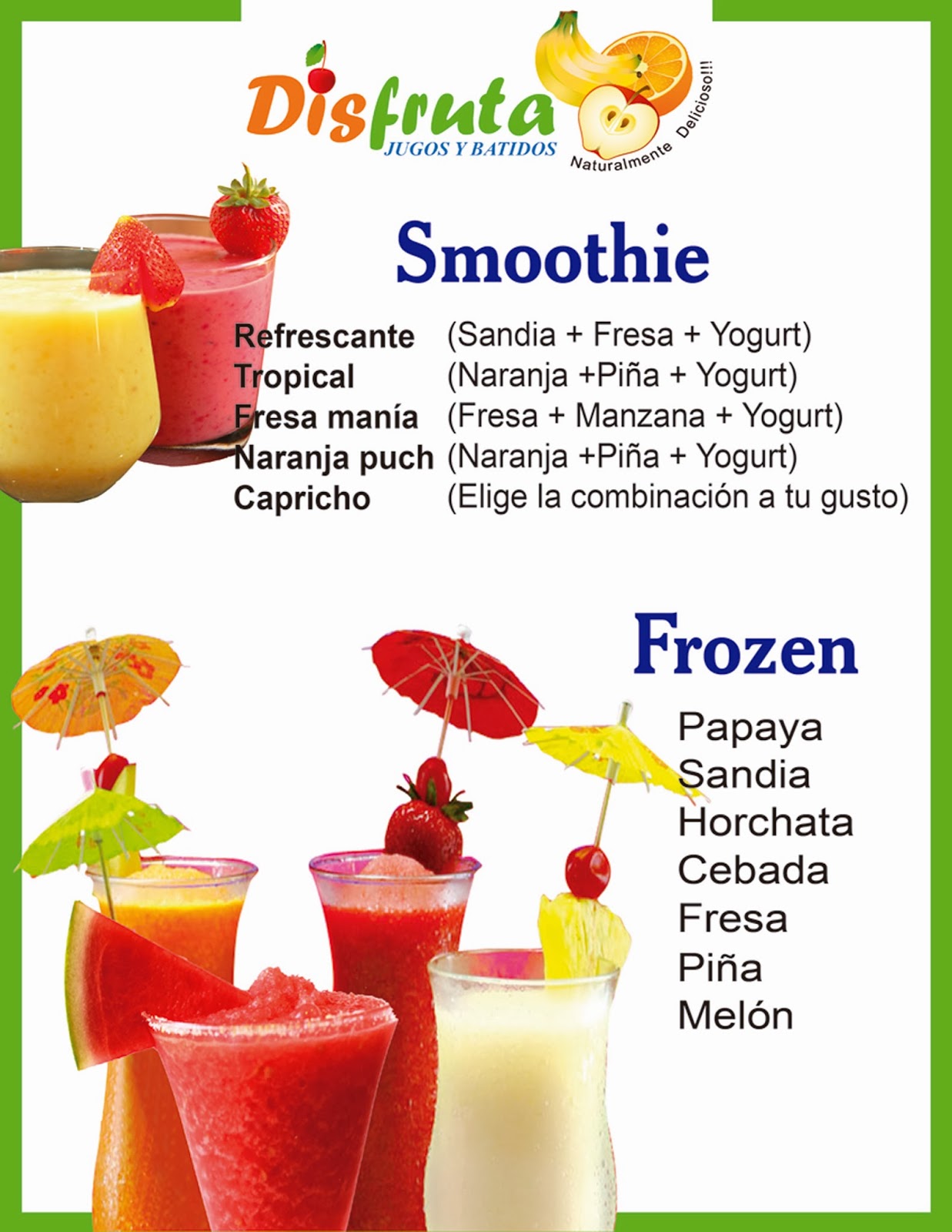 DISFRUTA: El Menú de Disfruta.