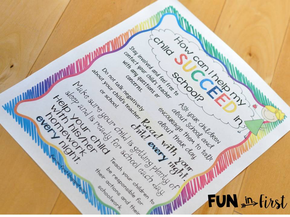 How Can I Help My Child Succeed? Printables for Parents - Fun in First