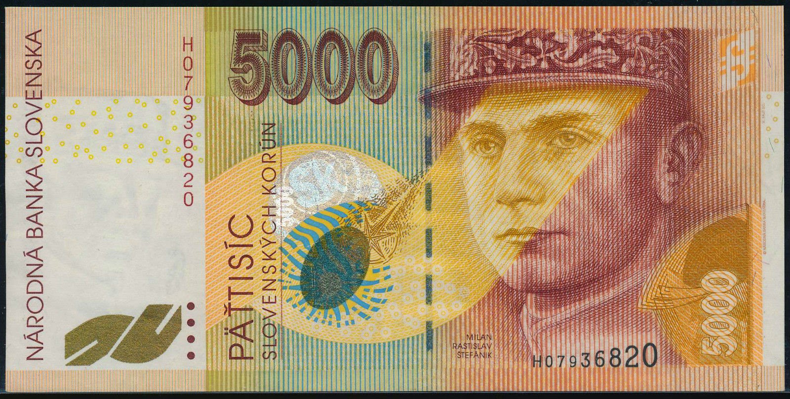 Slovakia 5000 Korun banknote 1999 General Milan Rastislav Štefánik ...