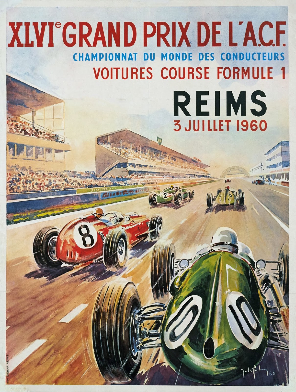 transpress nz: Reims formula 1 poster, 1960